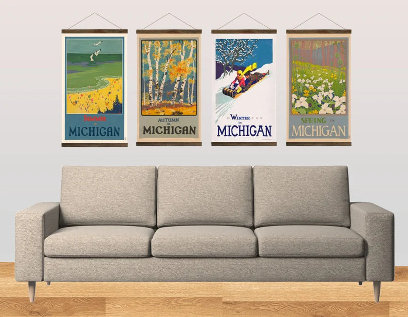 (Set of 4) Seasons in Michigan Hanging Prints – Michigan Awesome