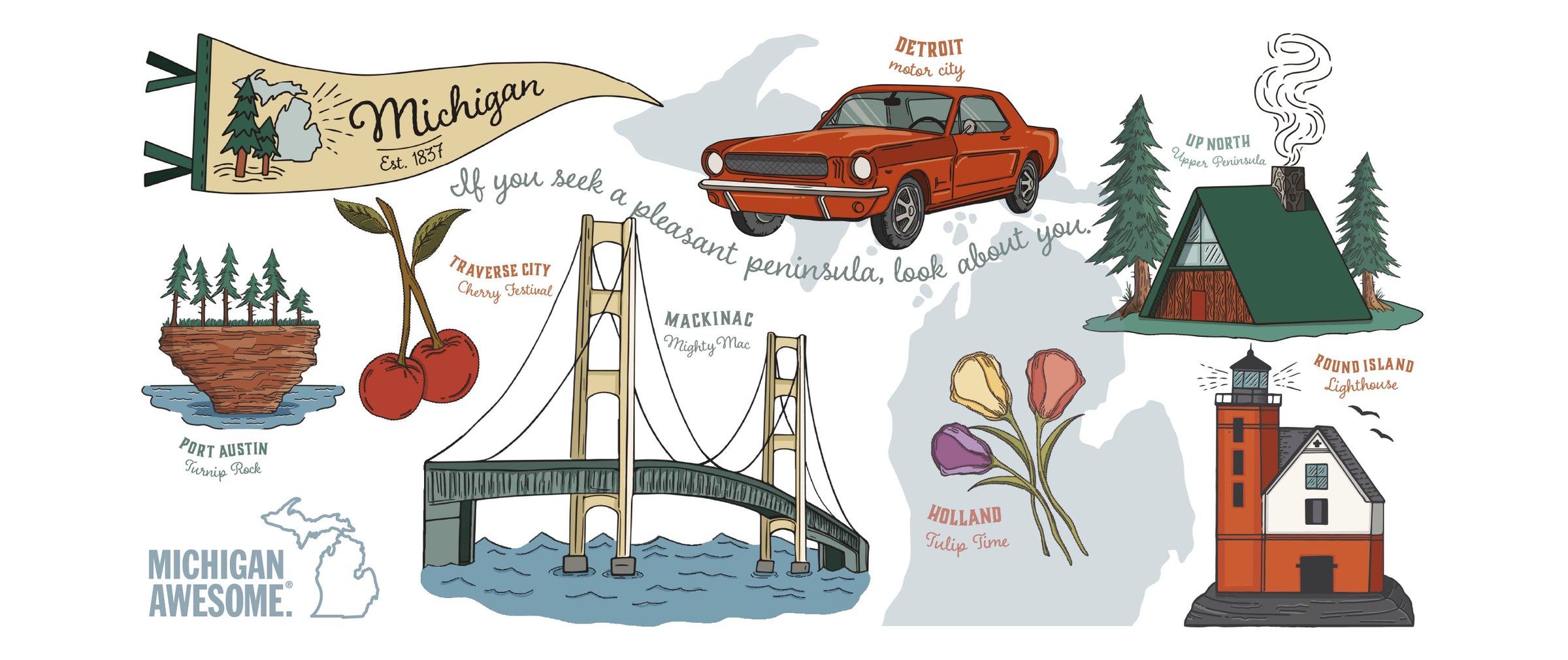 Michigan Icons Mug – Michigan Awesome