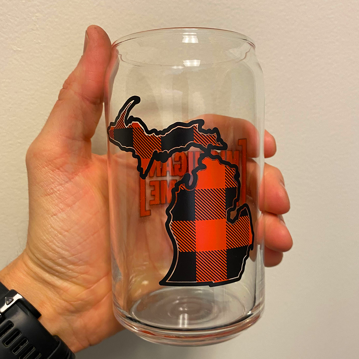 Buffalo Plaid Michigan Can Glass – Michigan Awesome