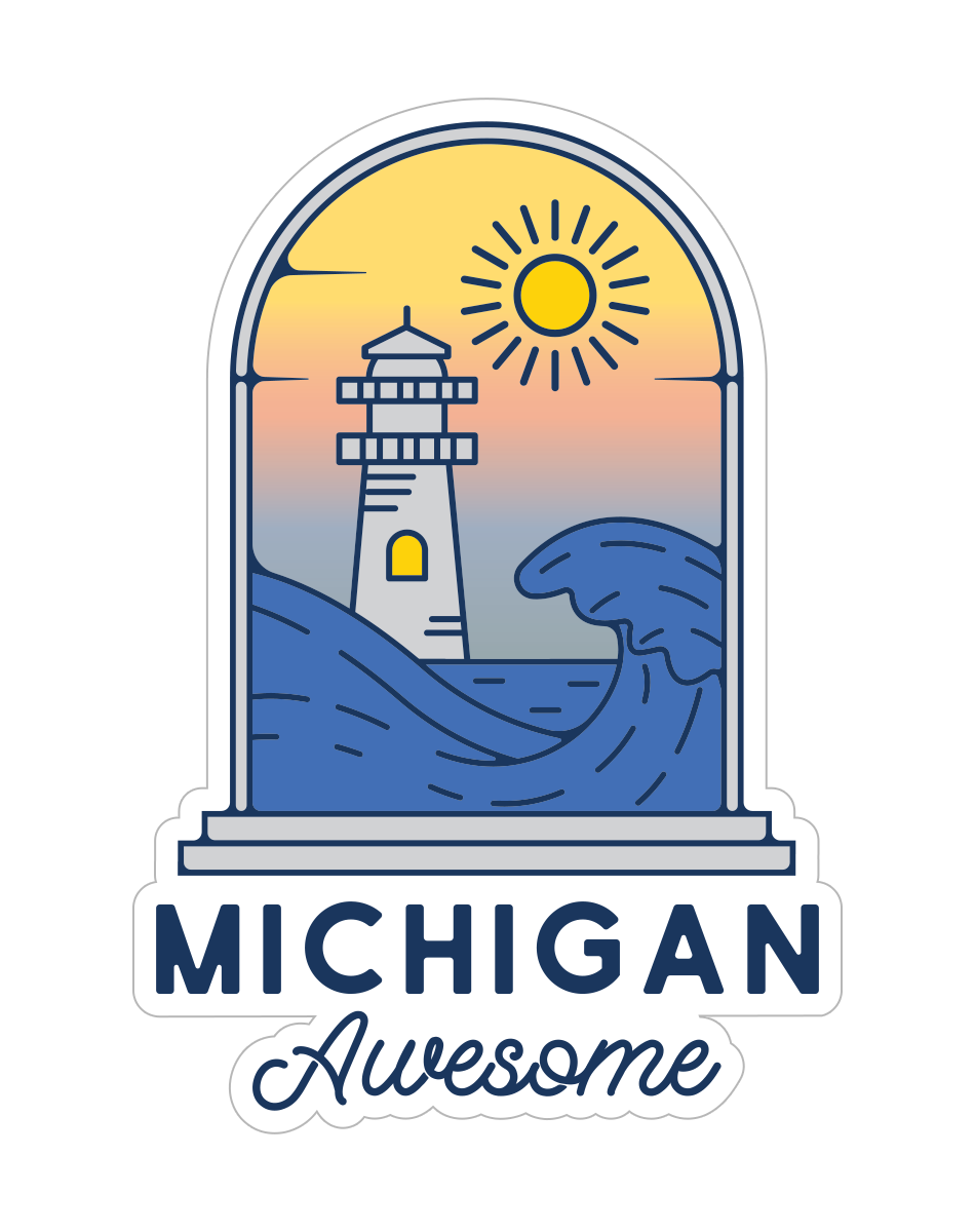 Michigan Awesome Lighthouse Die-Cut Stickers