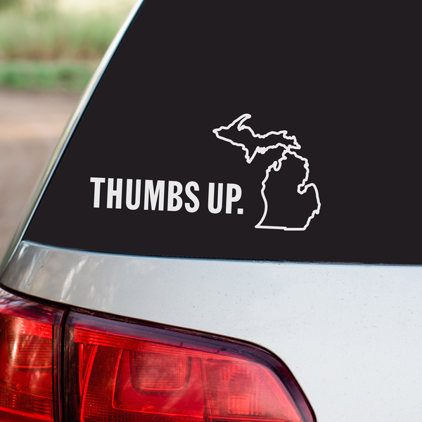 Thumbs Up White Vinyl Sticker – Michigan Awesome